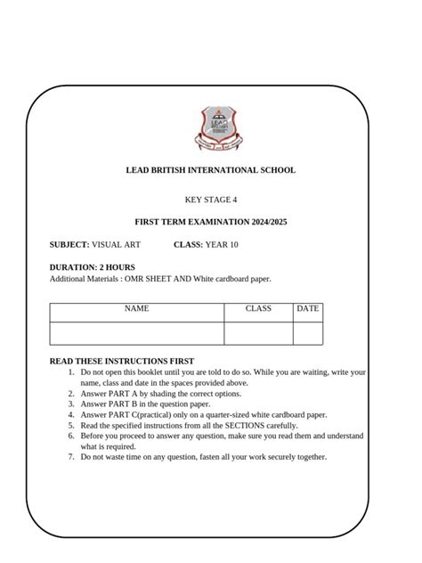 Year 10 Visual Art Exam 20242025 Pdf Drawing