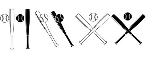 Crossed Baseball Bats And Ball Icon Set Isolated On White Background