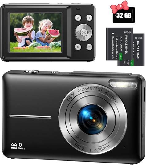 Appareil Photo Numérique Compact Avec Carte 32go 1080p Hd 44mp Appareil Photo Enfant Avec 16x