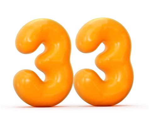Premium Photo Glossy Orange Jelly Number 33 Or Thirty Three Isolated