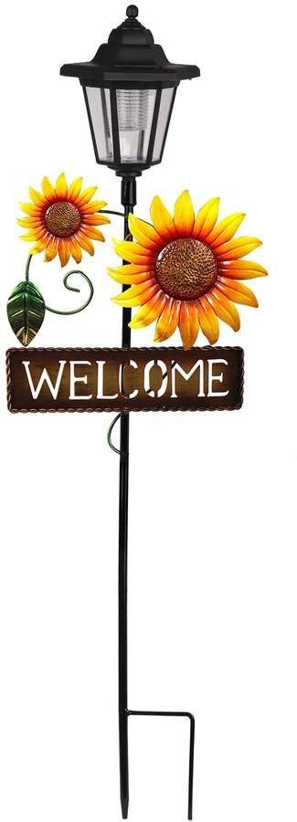 Sunflower Solar Powered Welcome Sign Garden Stake