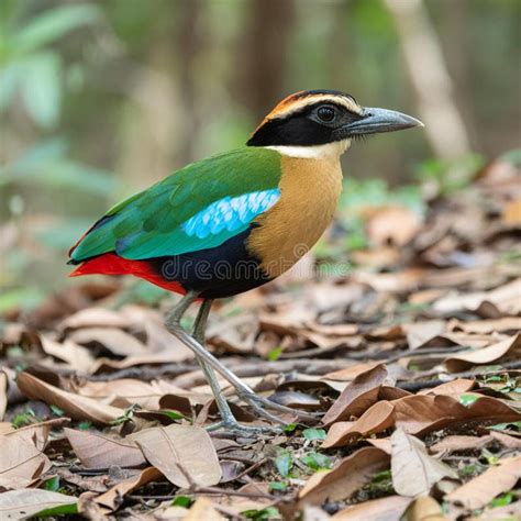 A Rainbow Pitta With Its Striking Green Blue And Black Plumage Stock Illustration