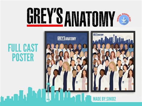 Greys Anatomy Full Cast Minimalist Line Art Pop Poster Downloadable Etsy
