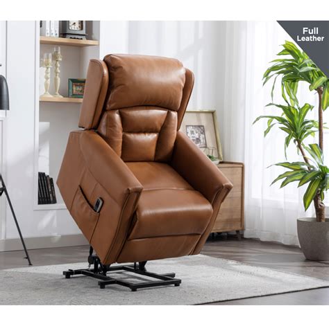 Sandringham Camel Leather Lift And Tilt Recliner Dual Motor Furniture