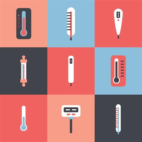 Conjunto Plano De Termómetros 12510691 Vector En Vecteezy