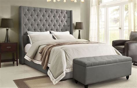 Dark Grey Tall Headboard Bed At Bobby Mosca Blog