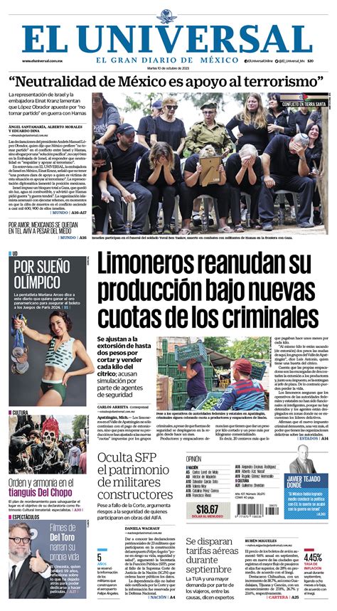 Portada Impresa El Universal