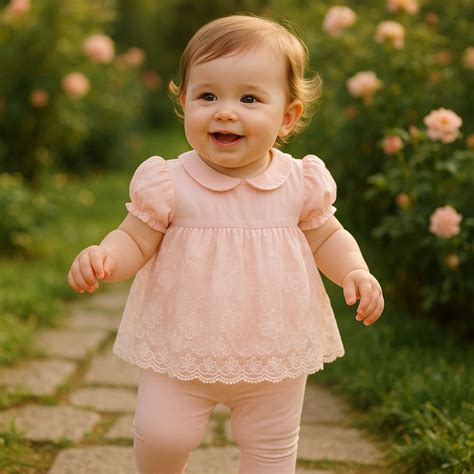 Lorey Medtec Kleid And Hose Mädchen Outfit 2er Set Pfirsich Spitze