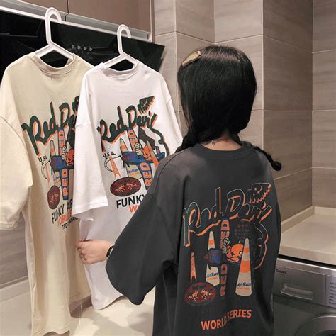 3color 레드 데빌 반팔t 여성 데일리 라운드 프린팅 반팔 티셔츠 에이블리