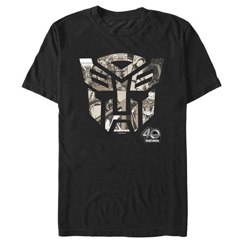 Mens Transformers Anniversary Comic Logo Graphic T Shirt