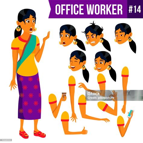 사무실 작업자 벡터입니다 여자입니다 전문 책임자 기입니다 사업 여성입니다 여자 얼굴 감정 다양 한 제스처 애니메이션 만들기