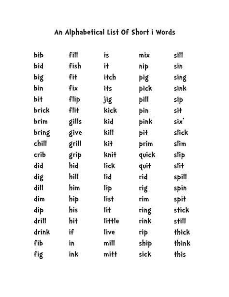 Short I Words Artofit