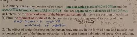 solved 1 a binary star system consists of two st second