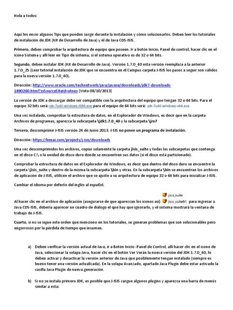 Tips Instalación De Jdk Y J Isis Pdf Java Lenguaje De Programación Archivo De Computadora