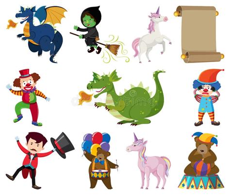 Set Of Many Fantacy Characters On White Background Stock Vector Illustration Of Costume