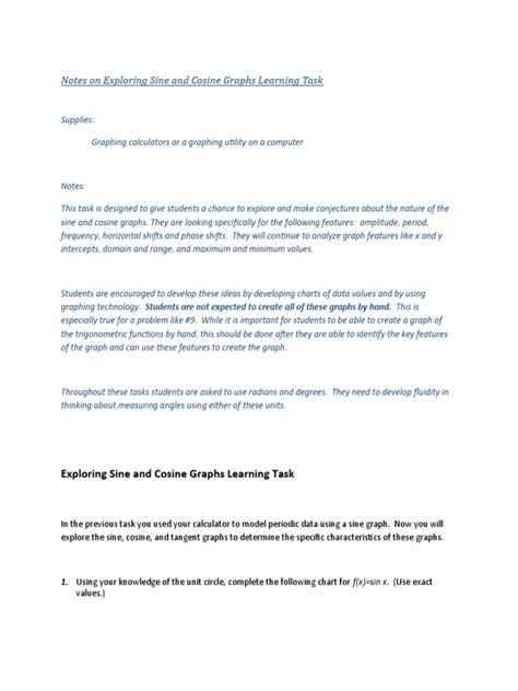 exploring sine and cosine graphs learning task pdf trigonometric