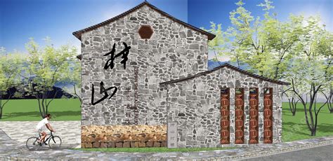 新中式风格乡村民俗文化景墙毛石景墙 sketchup模型 sketchup模型库 建E室内设计网