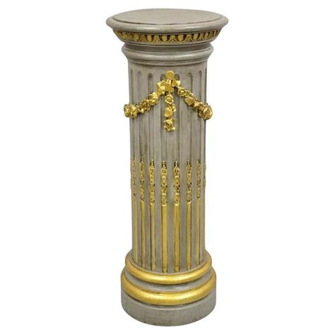 Italian Classical Carved Polychrome Gold Gilt Corinthian Column