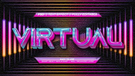 Premium Psd Virtual Text Effect With Future Technology Concept And 3d Editable Style