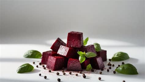 Roasted Beetroot Cubes With Basil And Peppercorns Stock Image Image