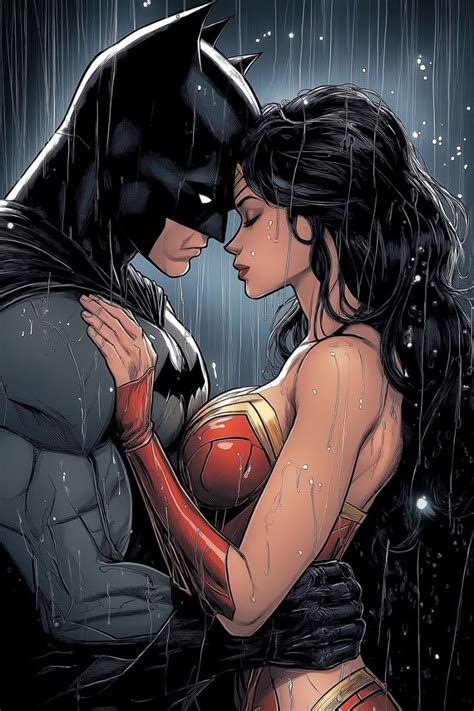 Batman And Wonder Woman In The Rain Iconic Dc Love Story Batman