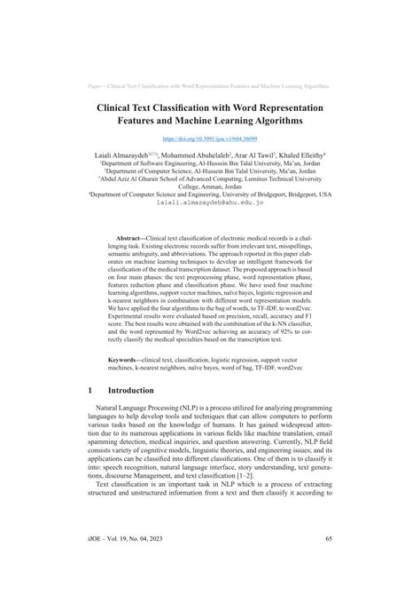 Pdf Clinical Text Classification With Word Representation Features