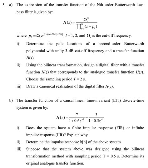 Solved 3 A The Expression Of The Transfer Function Of The