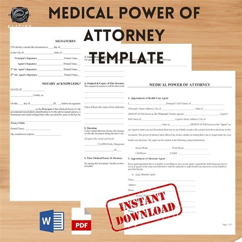 Medical Power Of Attorney Template Printable Pdf And Editable Word