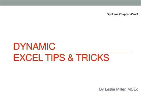 PPT Dynamic Excel Tips Tricks PowerPoint Presentation Free Download ID