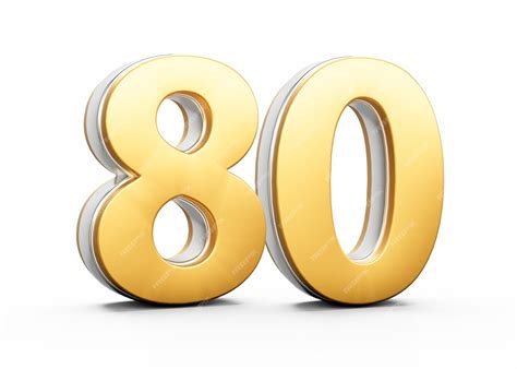 Premium Photo 3d Golden Shiny Number 80 Eighty With Silver Outline On