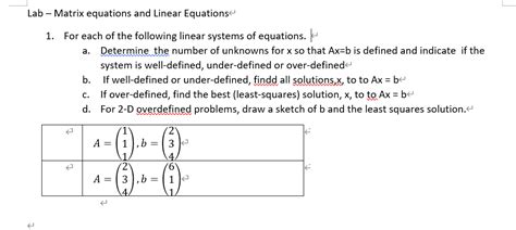Solved Ab Matrix Equations And Linear Equations 1 For