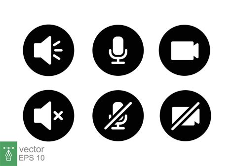 speaker mic and video camera glyph icon set simple solid style for