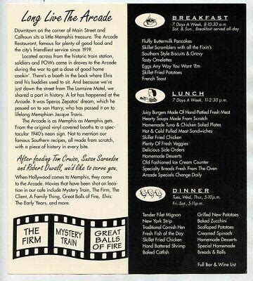 Arcade Restaurant Menu Brochure Memphis Tennessee Elvis Presley