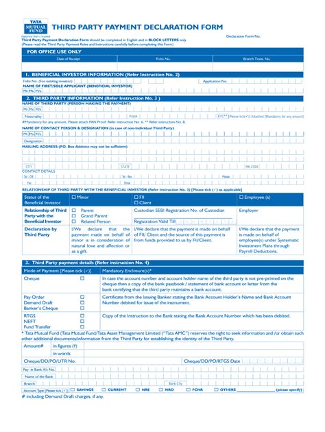 Fillable Online Third Party Payment Declaration Form Fax Email Print