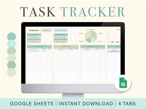 Task Tracking Spreadsheet Task Planner Digital To Do List Etsy