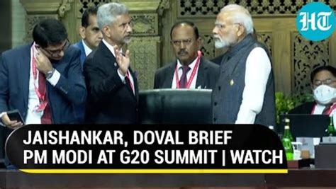 PM Modi patiently listens to Jaishankar in NSA Doval's presence at G20 | Watch | Hindustan Times