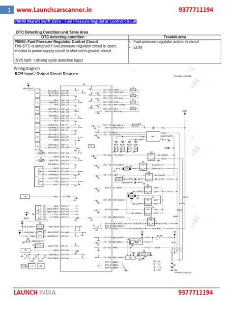 p0090 maruti swift dzire fuel pressure regulator control circuit 1