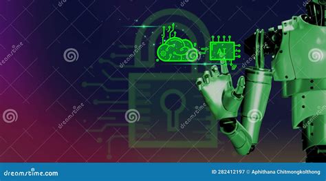 3d Robotic Render With Element Futuristic Digital Icon Super Computer In Ai Helping Human Solve