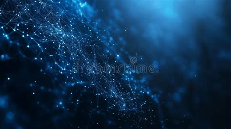 Dynamic Network Of Connected Points Creates An Abstract Immersive Digital Landscape Stock