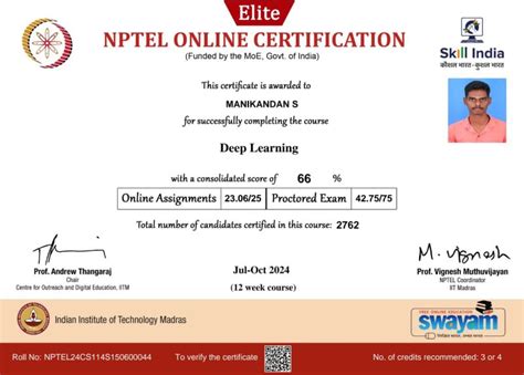Deeplearning Nptel Artificialintelligence Machinelearning Manikandan S