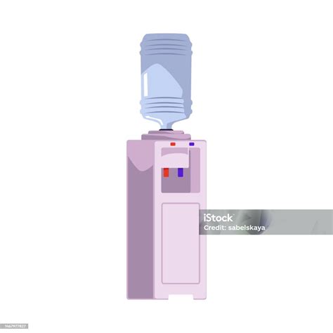 뜨거운 물과 차가운 물이 있는 물 냉각기 흰색 배경에 격리된 만화 평면 벡터 삽화 물 배달 서비스 개념입니다 깨끗한 정제수의 큰