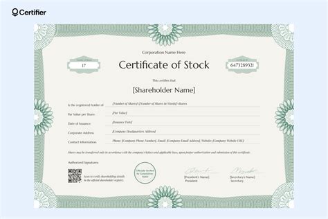 Printable Stock Certificate Template
