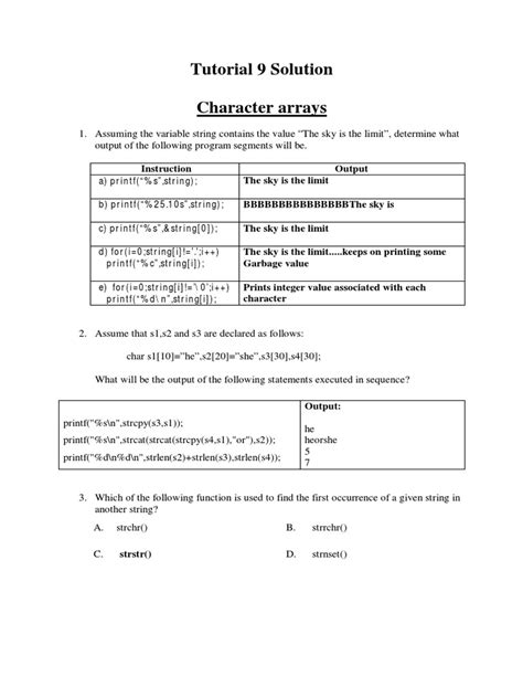 Tutorial 9 Solutions Pdf String Computer Science Computer Data