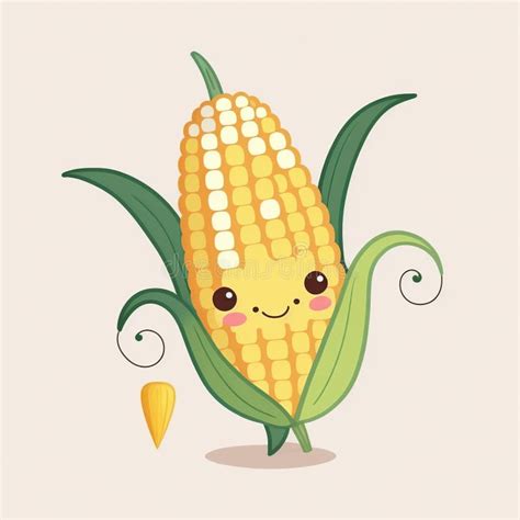 The Character Of A Cute Cob Of Corn Stock Illustration Illustration