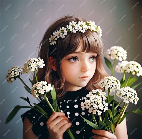 Premium Vector Anime Girl With Flower Crown