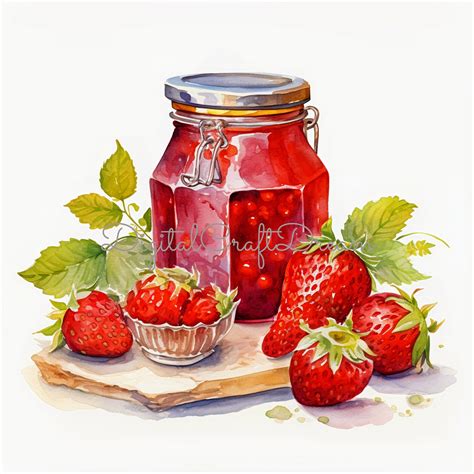 Strawberry Jam Clipart 12 High Quality S Watercolor Food Clipart