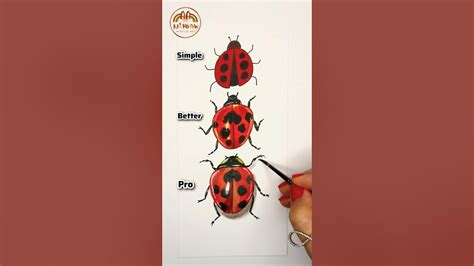 Ladybug Drawing Realistic Draw Ladybug Artistic 🌈🐞 Ladybug Drawing Acrylic Shorts Art