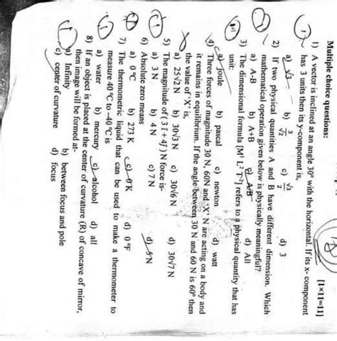 multiple choice questions 1 a vector is inclined at an angle 30∘ with t