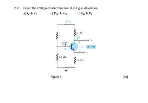 Solved Given The Voltage Divider Bias Circuit In Fig Chegg