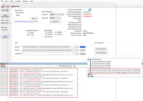 AWR BOOST DCA EVMError Connection failed Calling ConnectTarget returned 传感器论坛